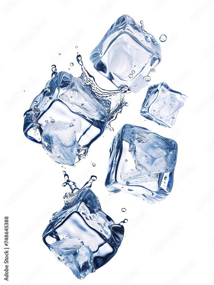 flying ice cubes isolated on white background PNG Stock Photo | Adobe Stock