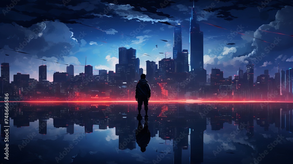 Sad and beautiful: a nighttime scene of a person contemplating life in ...