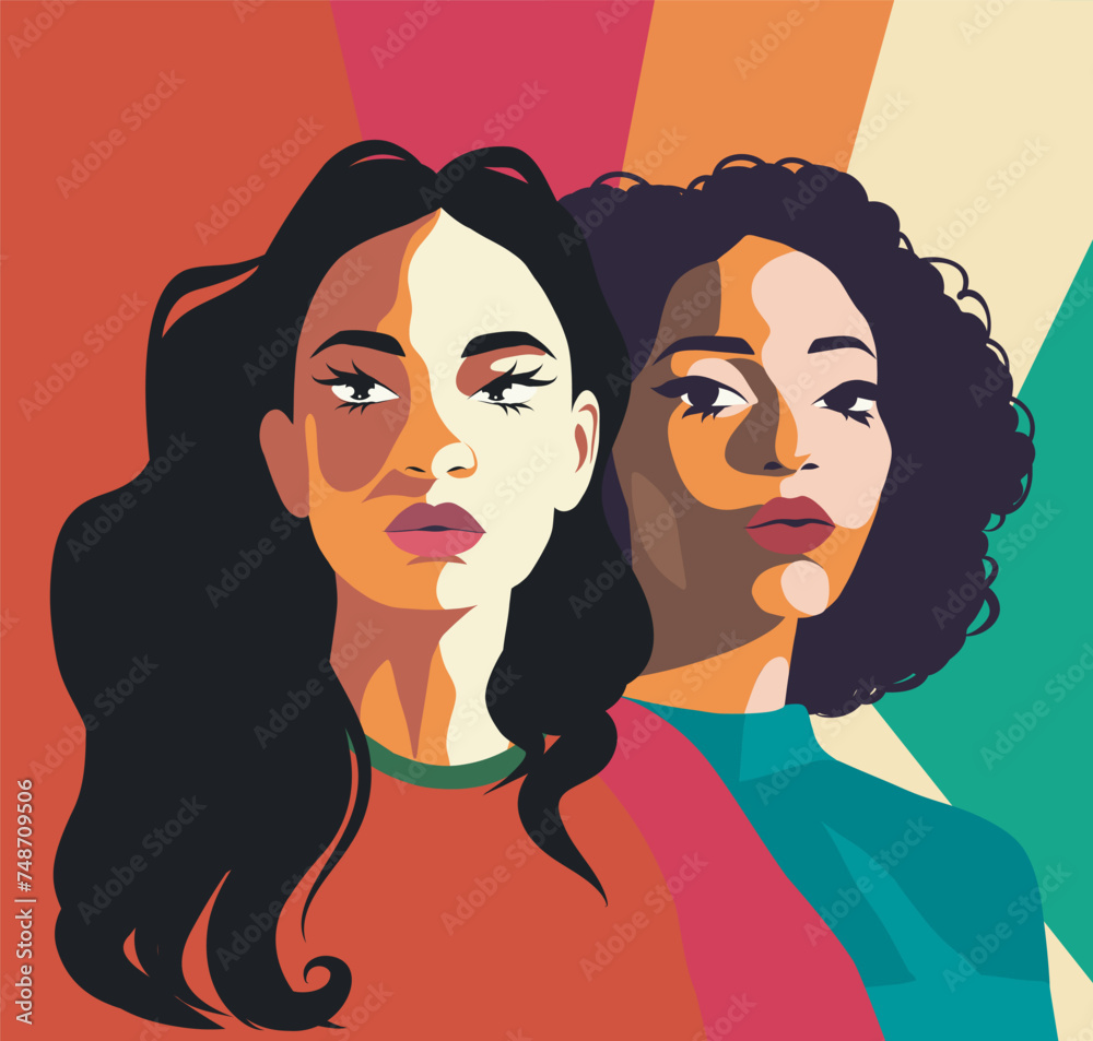 Vector flat banner for Women's Day. Beautiful women. The concept of ...