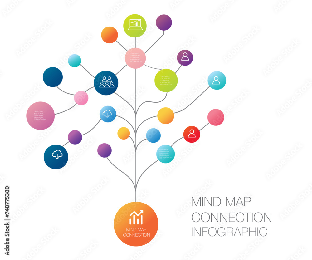 colorful mind map infographic connection and chart table for , digital ...
