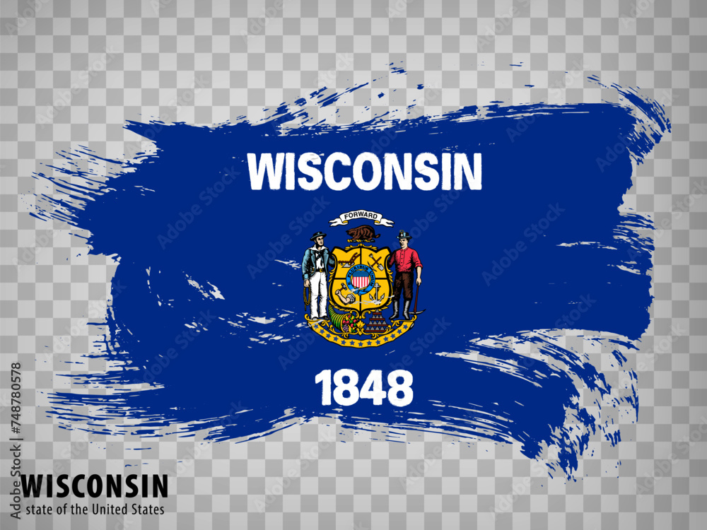 Flag of Wisconsin State from brush strokes. United States of America ...