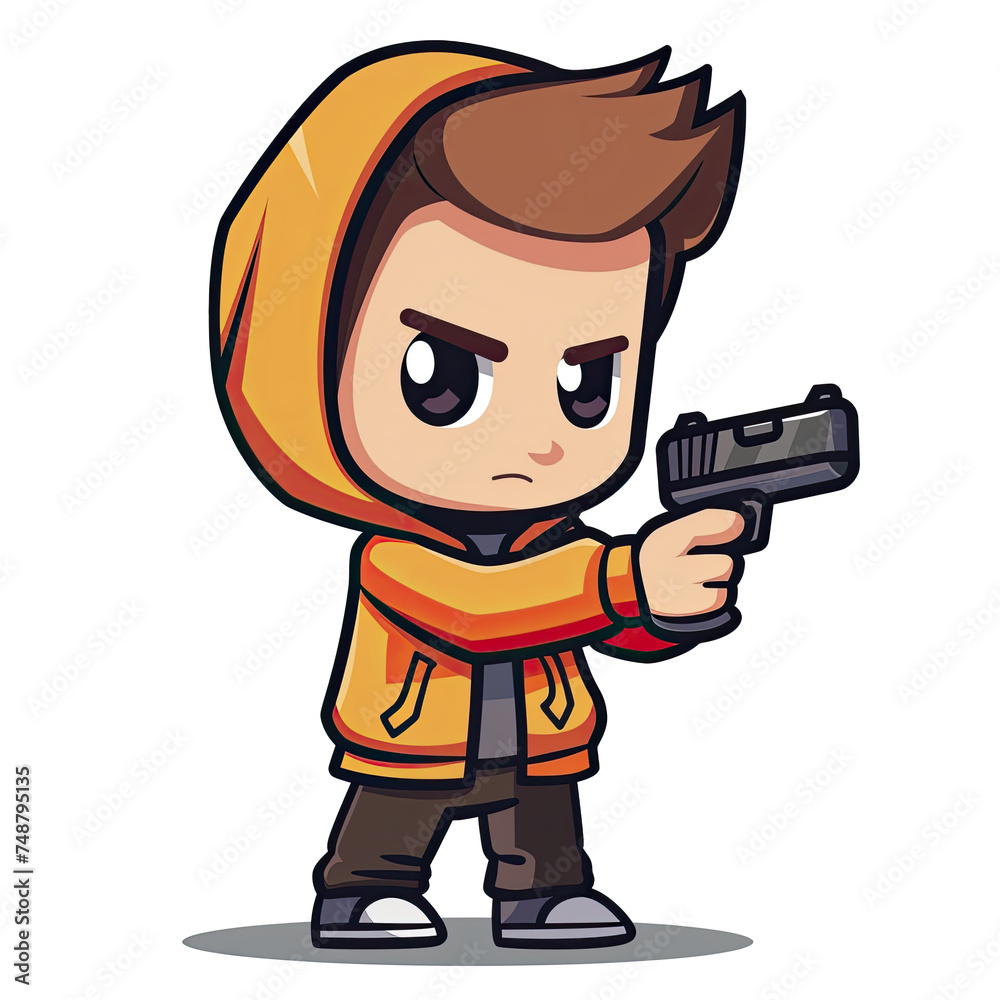 Hacker Holding Gun Cartoon, Isolated Transparent Background Images ...