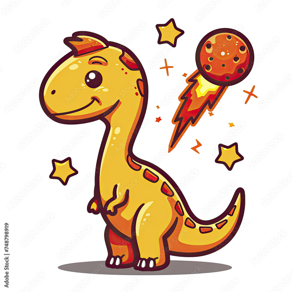 Dinosaur Sad With Meteor Cartoon, Isolated Transparent Background ...