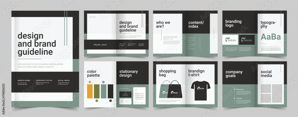 Brand Guidelines Template, Brand Identity Presentation Layout, Logo ...