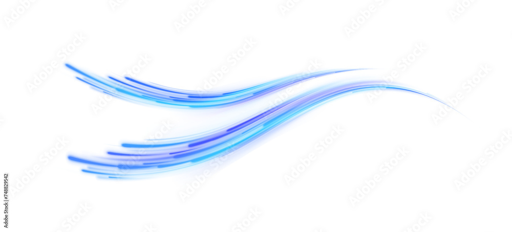 Blue air flow wave effect set. Design element for visualizing air or ...