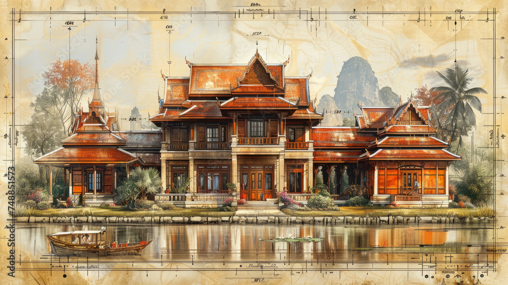 Stock-Illustration „a construction blueprint in an exploded schematic ...