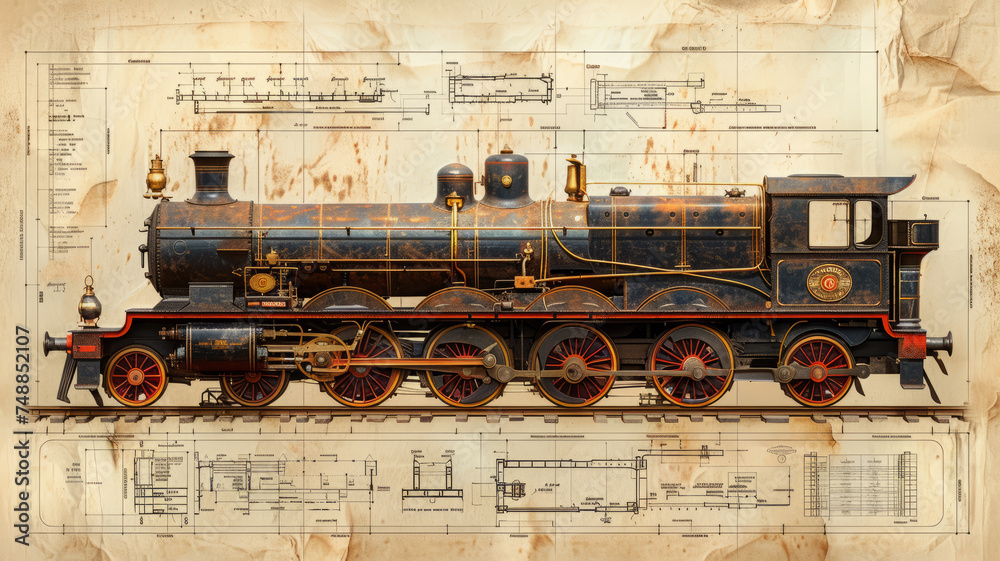 a construction blueprint in an exploded schematic style depicting ...