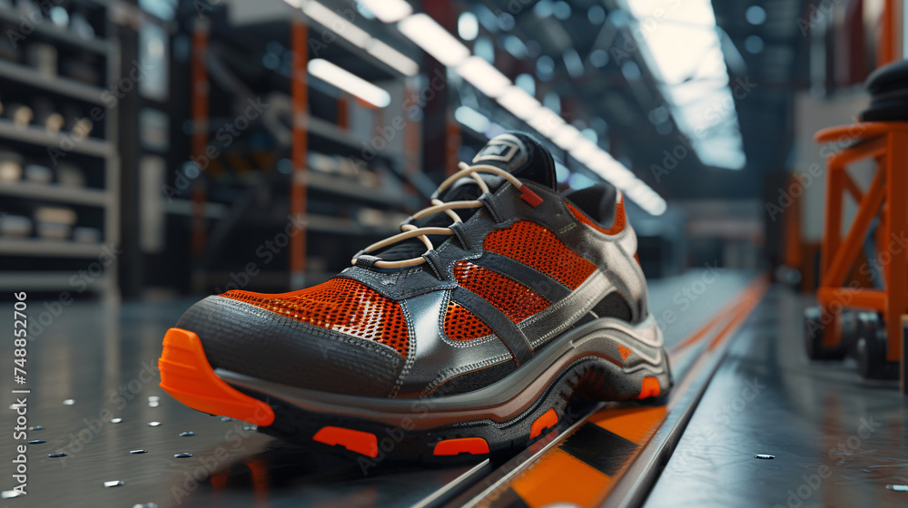 Create a 3D rendering of safety shoe design for industrial use ...