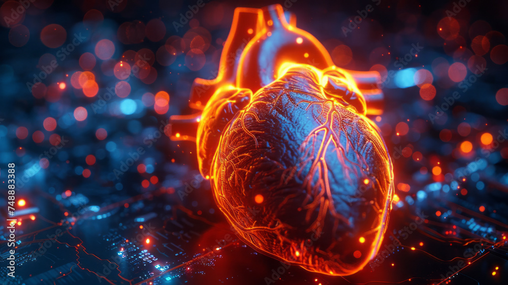 Human Heart Diagram, Ecg graph, heart attack concept. 3d illustration ...