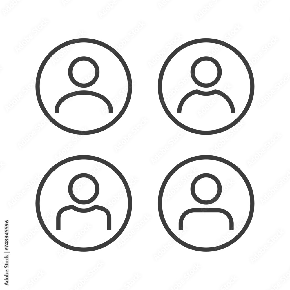 Default avatar profile icon. User line icon set. Round generic user ...