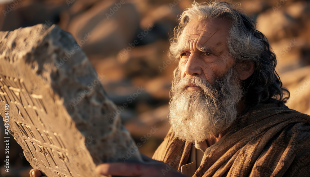 Moses and the Ten Commandments Stock Illustration | Adobe Stock