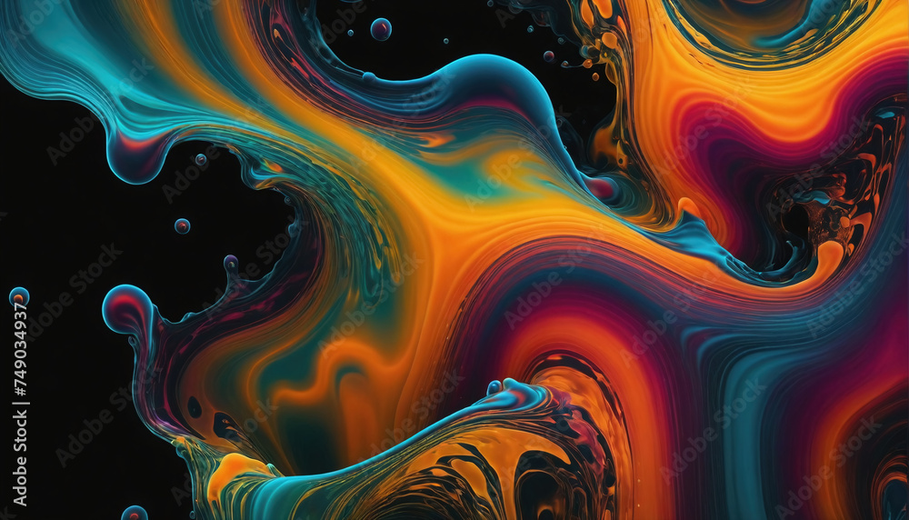 Different colored liquids mix together very dynamically to create ...