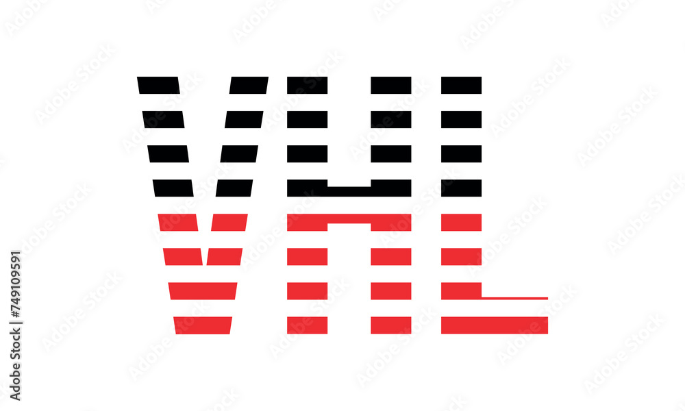 VHL three initial letter iconic line negative space minimal logo design ...