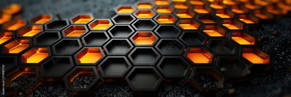 Technological bee honeycombs. Abstract beehive and apiary. Digital bee ...