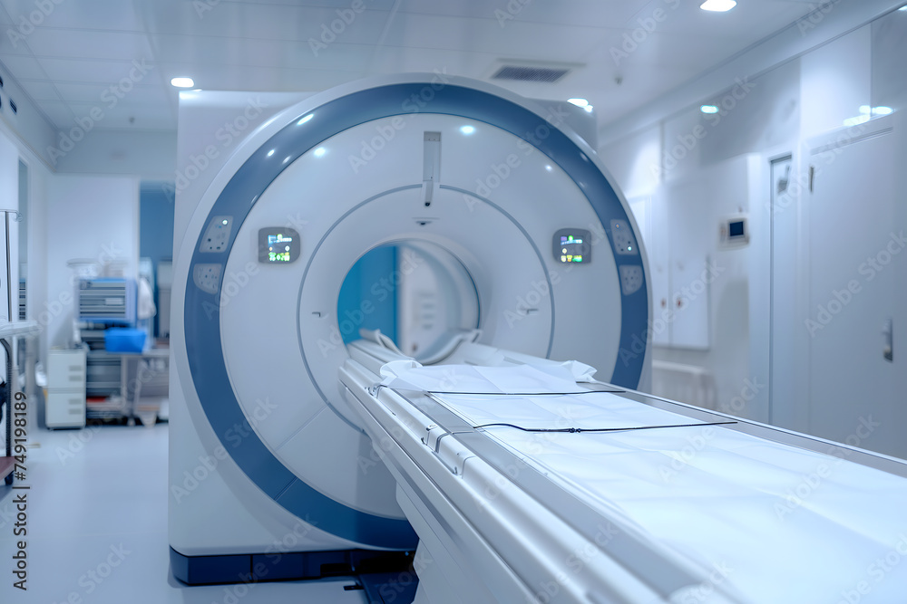 Advanced mri or ct scanner, medical diagnostic machine at hospital lab ...