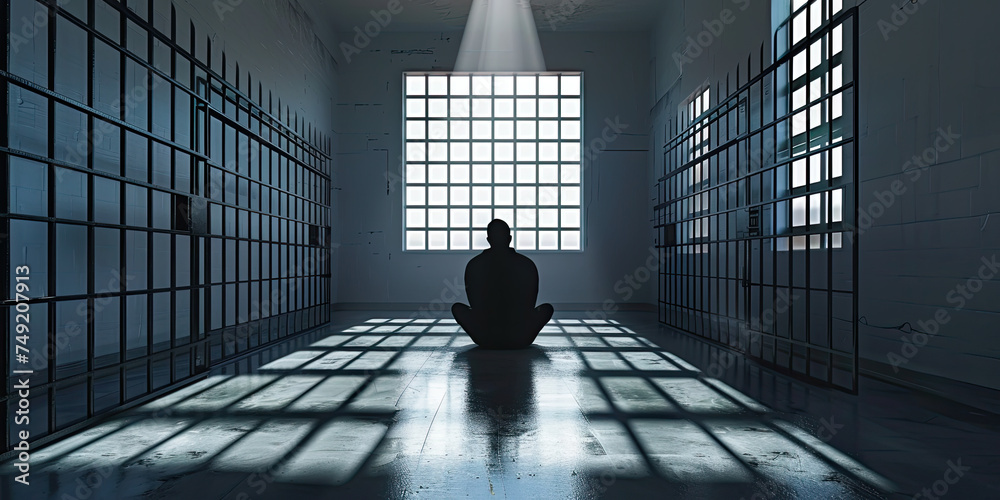 Prisoner, person locked up in jail prison behind bars sentence justice ...