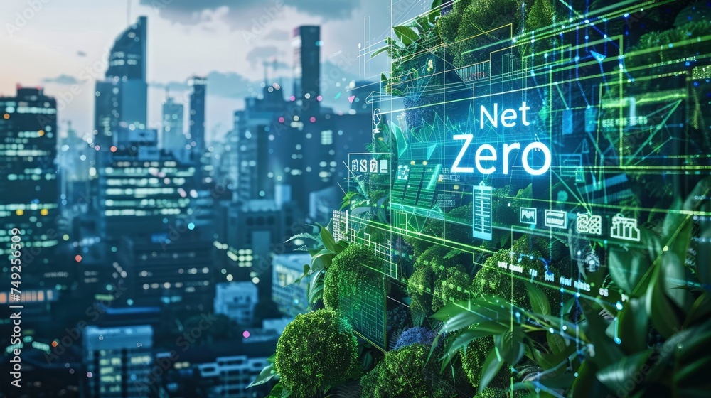 Net Zero technology with text 素材庫插圖 | Adobe Stock