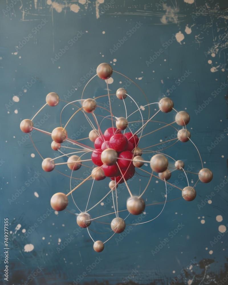 Atomic structure. Nucleus with atoms, scientific model, isolated. AI ...