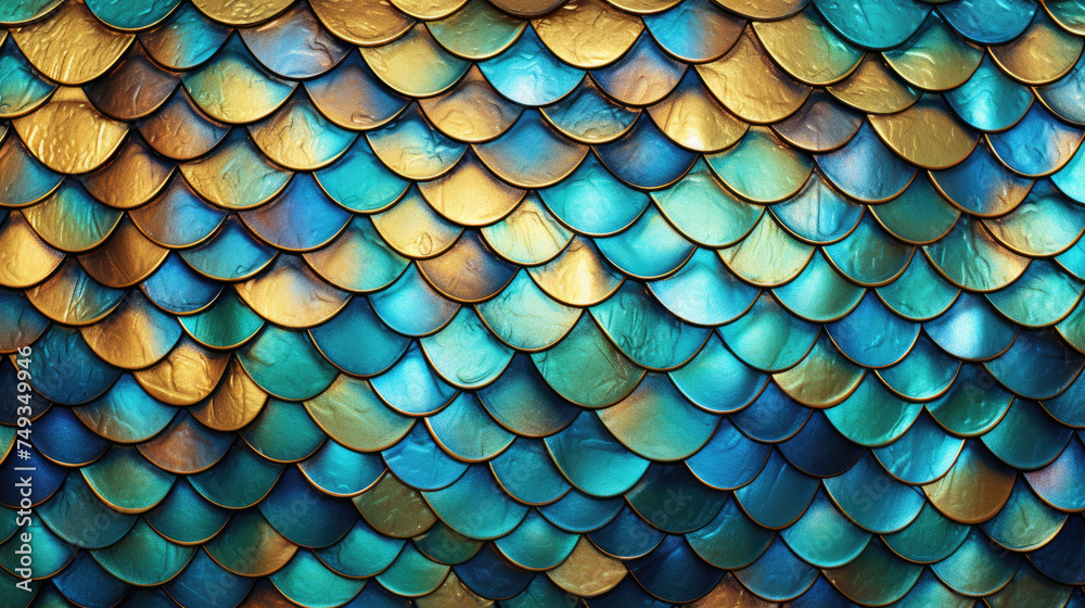 Ancient magical fairy dragon skin with teal tiles and bold blue ...