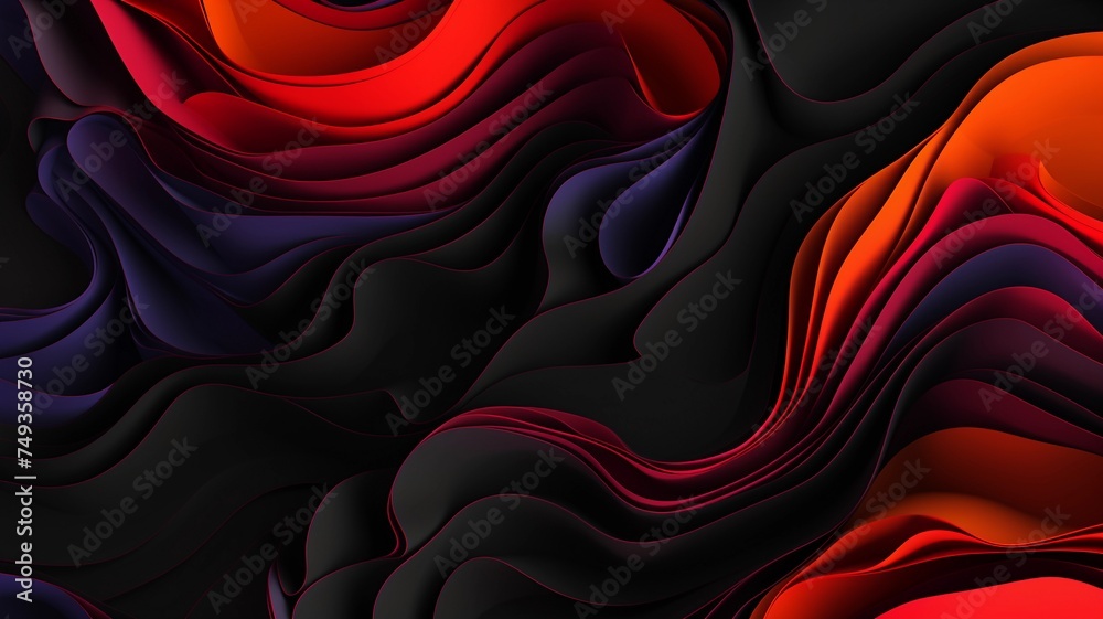 Black and red 3d texture background in flowing shape style. Stock ...