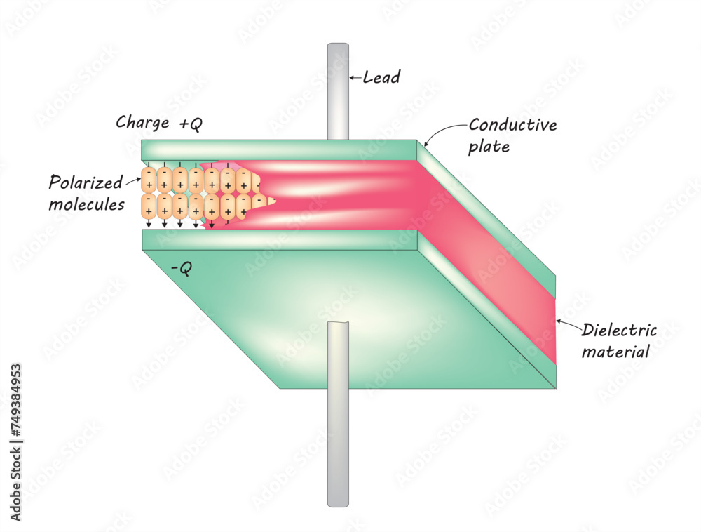 parallel plate capacitor diagram Stock Vector | Adobe Stock