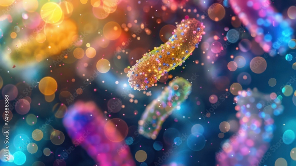 Vibrant Microbiology Under a Microscope. Dreamy Illustration of ...