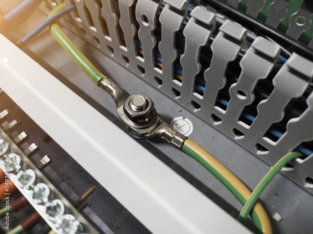 Foto de Stock Cables Terminals grounding of the Earthing point system ...