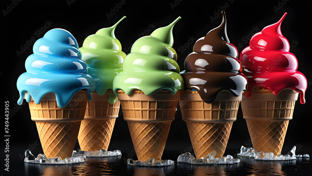 ice cream.Many assorted different flavors. template for artwork design ...