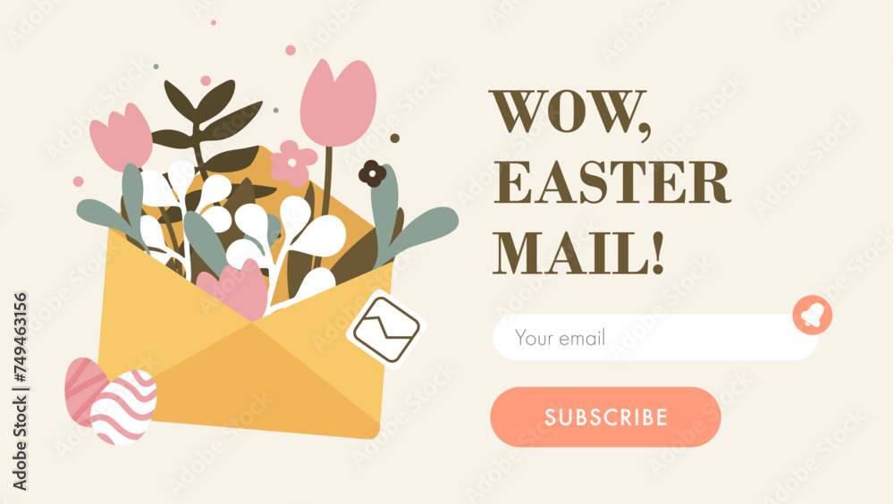 Easter newsletter and signup banner. Vector illustration template ...