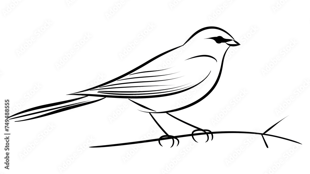 Prosty rysunek ptaka na białym tle, zarys, szkic Stock Illustration ...