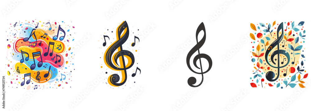 Music note, melody, sound clipart vector illustration set Stock Vector ...