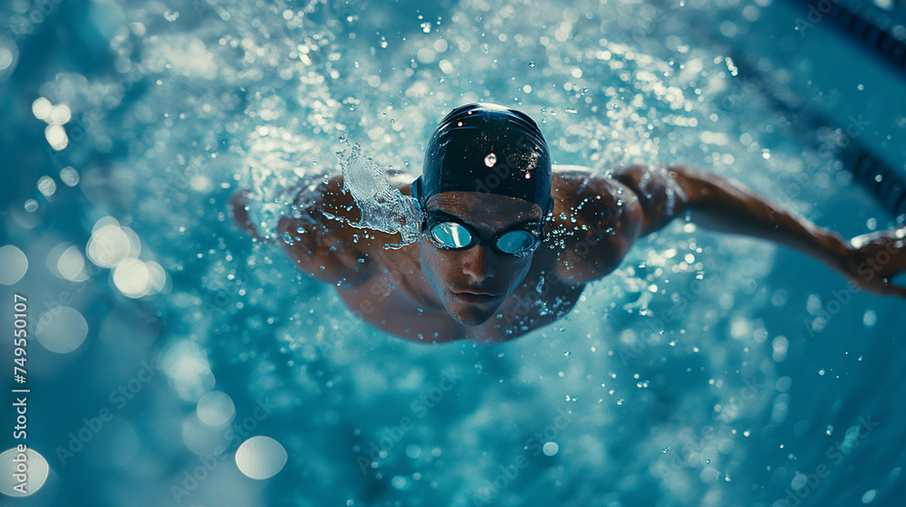 Stock-Foto „High-resolution image, Olympic swimmer diving into the pool ...