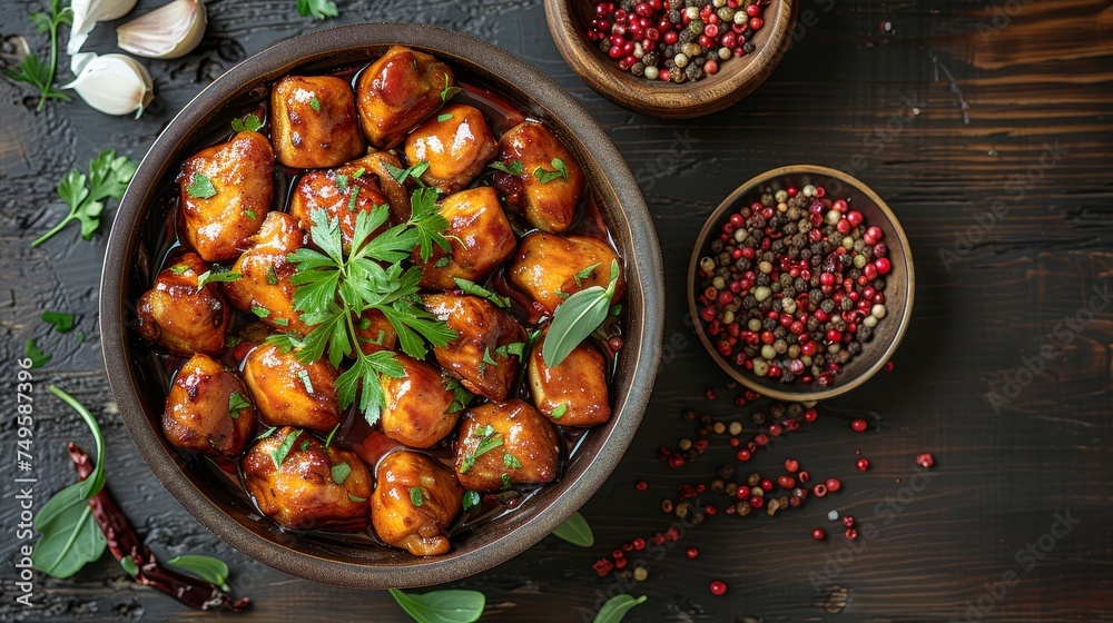 Authentic Filipino chicken adobo, top view Stock Photo | Adobe Stock