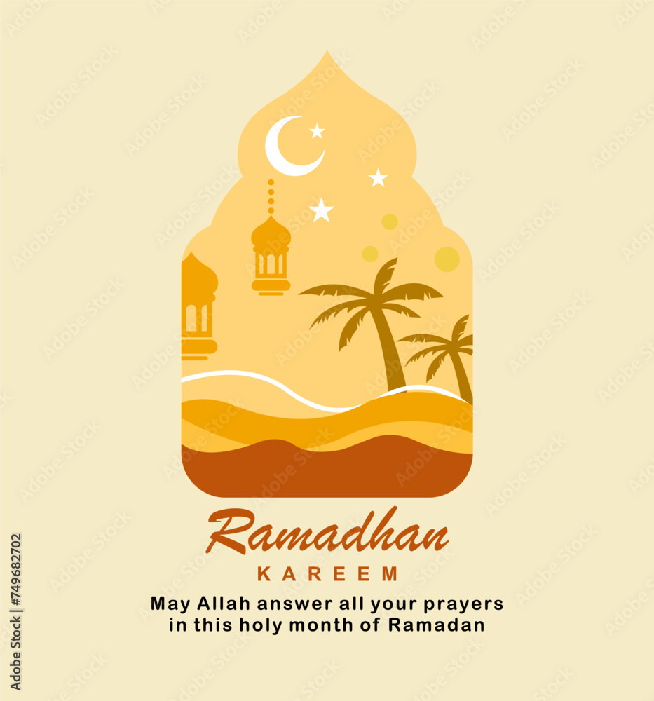 Simple, elegant Ramadan design template with frame model and lantern ...