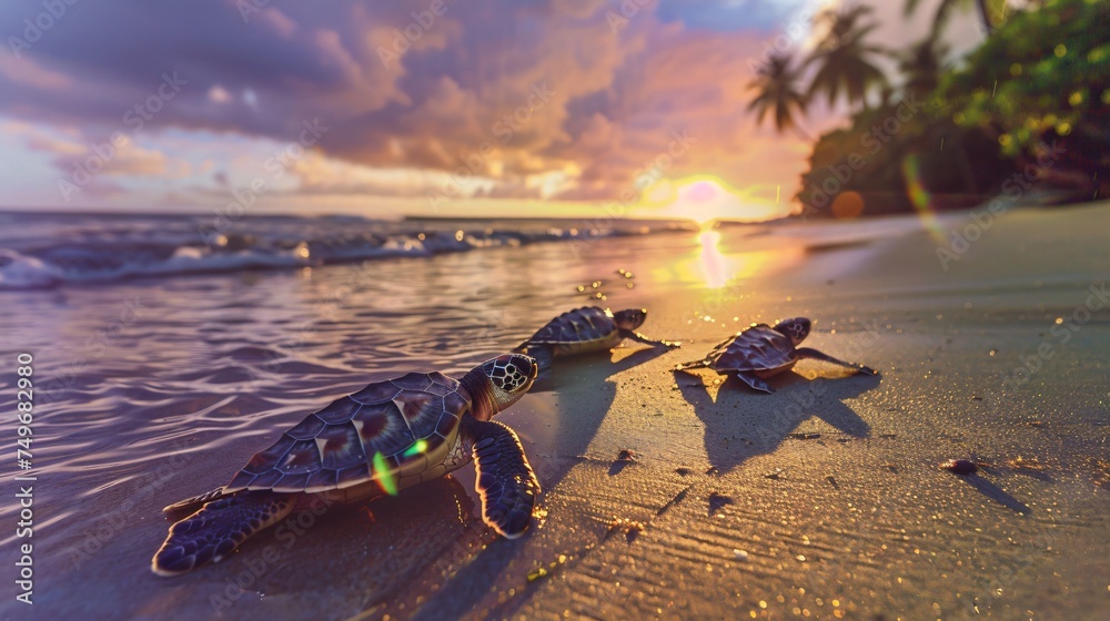 A joyful portrayal of baby sea turtles their tiny brightly colored ...