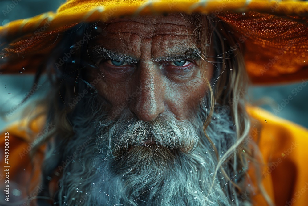 A close-up captures the smiling wizard, his iconic hat perched atop his ...