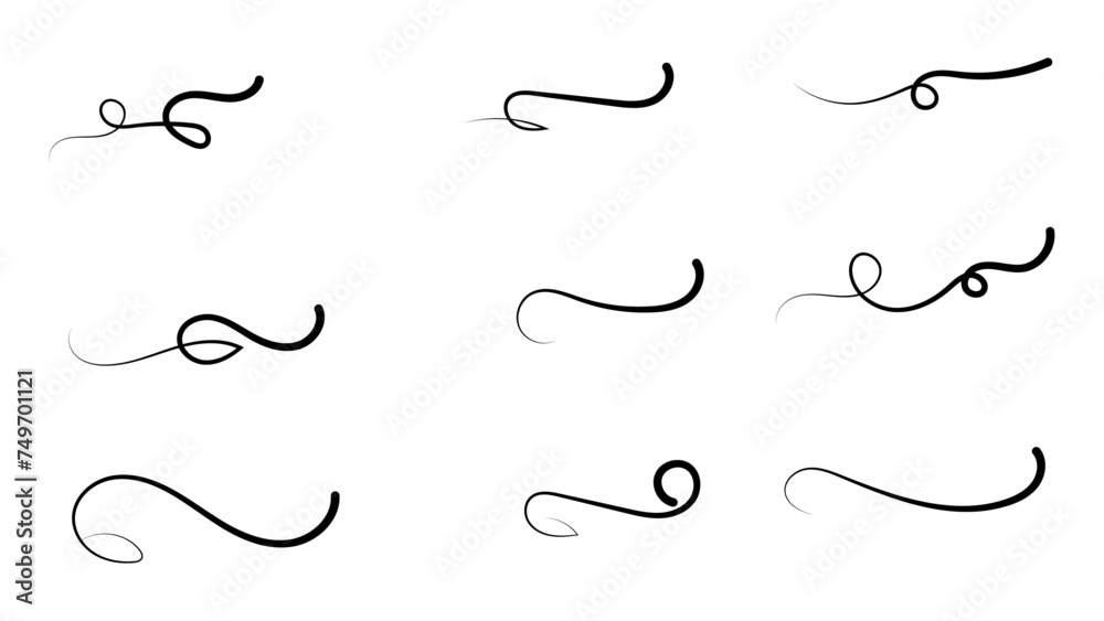 Swashes swoops and swishes calligraphy signs sets. Underlines hand ...