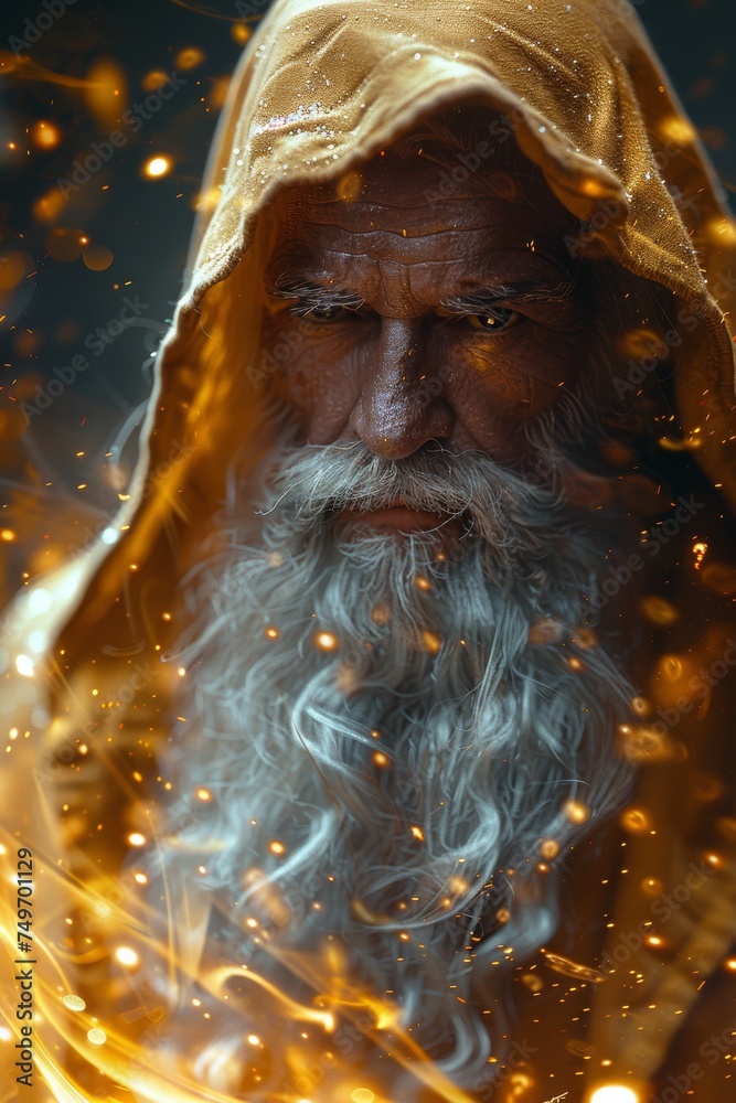 A close-up captures the smiling wizard, his iconic hat perched atop his ...