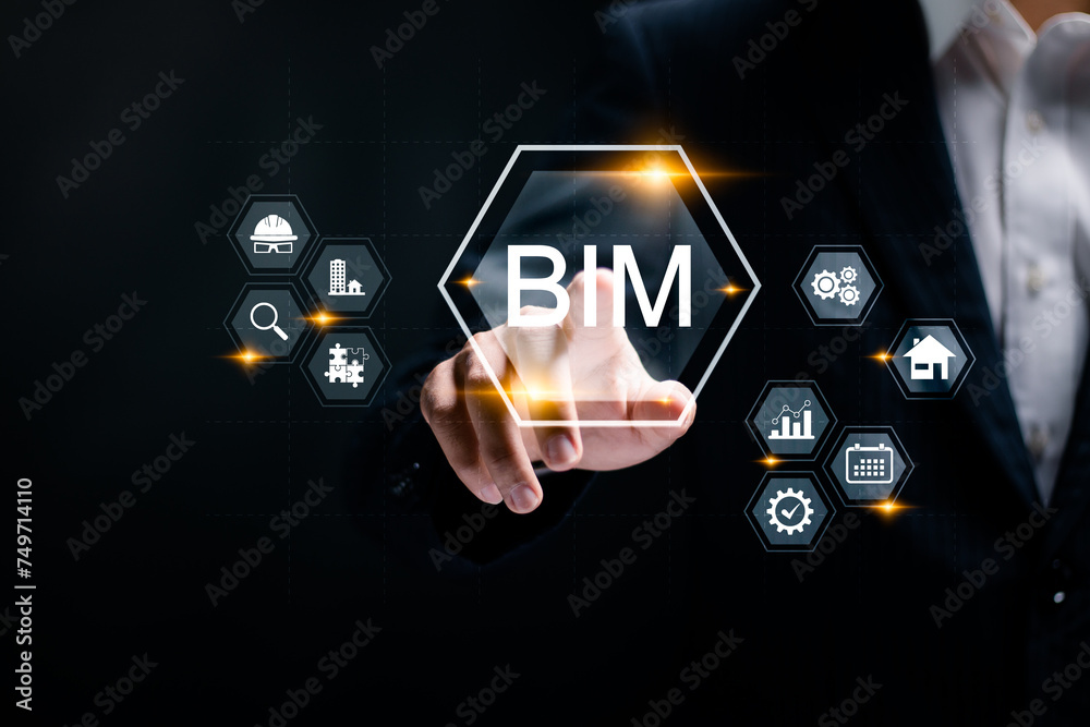 BIM, Building information modeling technology concept. BIM industry ...