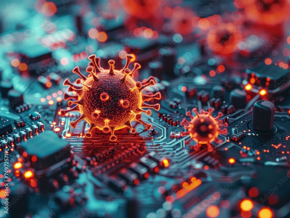 Virus-infected computer system, visualizing the invisible threat that ...