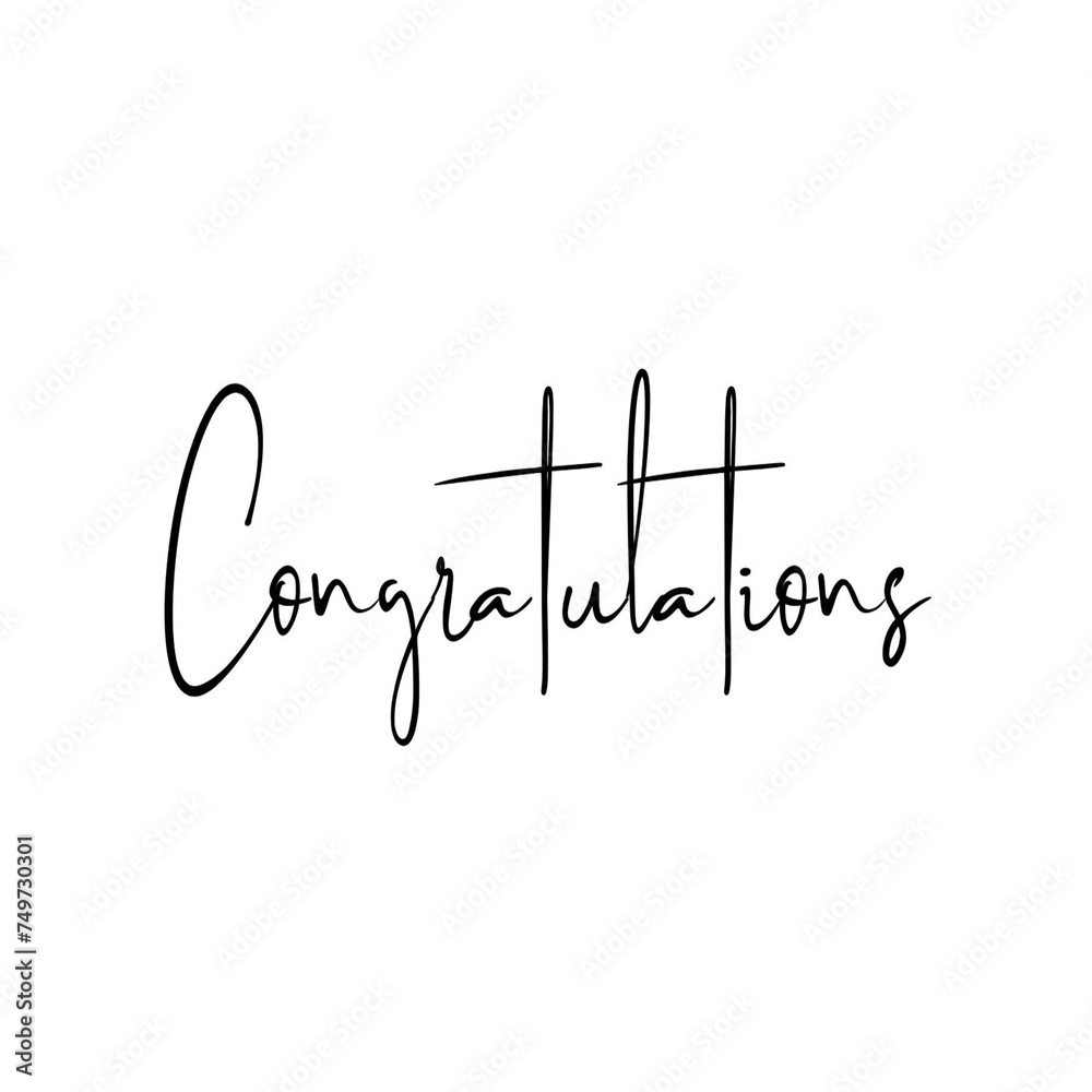 Hand drawn lettering black Congratulations on white background. Modern ...
