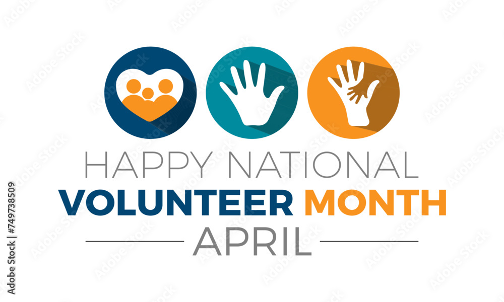 National Volunteer Month celebrated every year of April, Vector banner ...