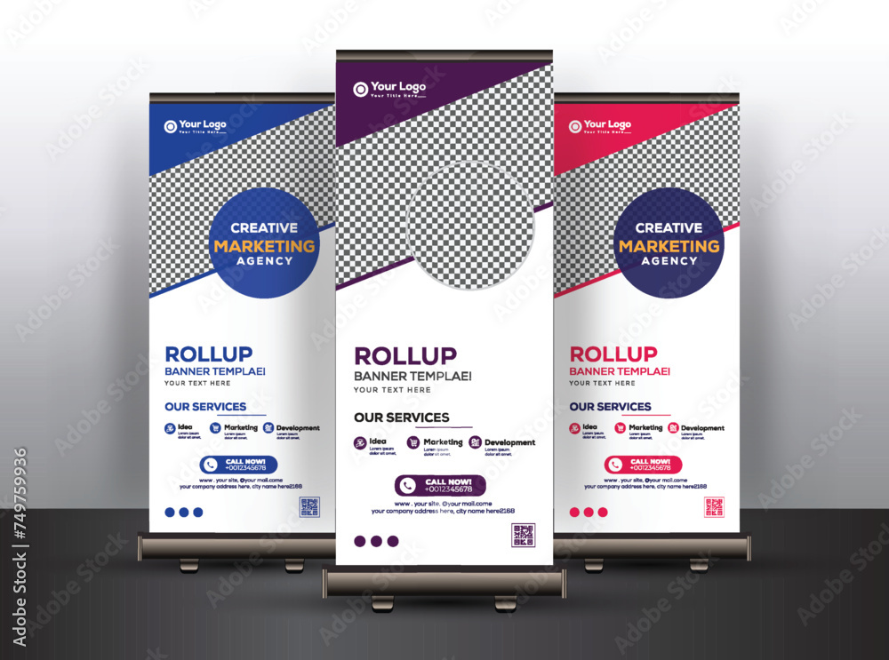 roll up x stand banner design template layout Stock Vector | Adobe Stock