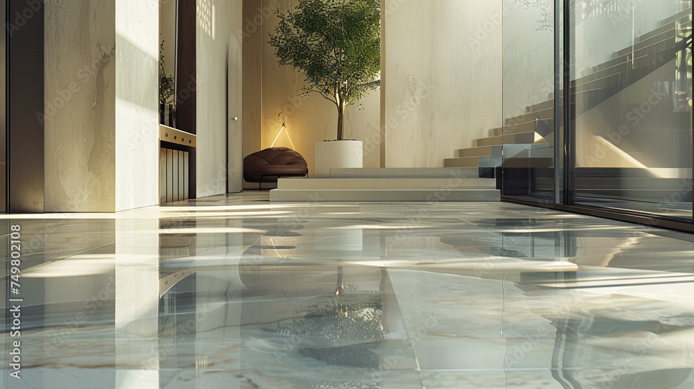 An ultra-HD image showcasing a modern floor design with large format ...