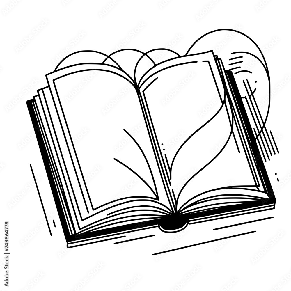 Single line vector drawing, open hardcover book Stock Vector | Adobe Stock