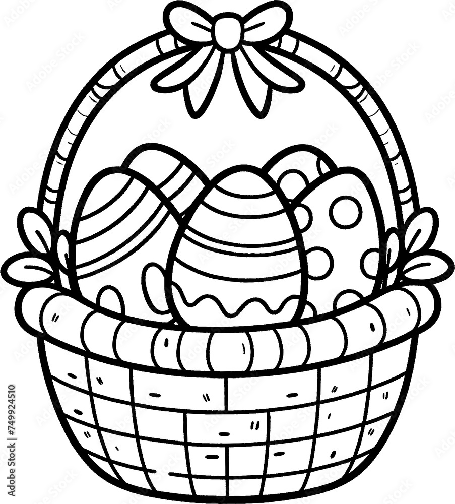 Ilustración de Stock Panier et oeufs de pâques à colorier, dessin idéal ...