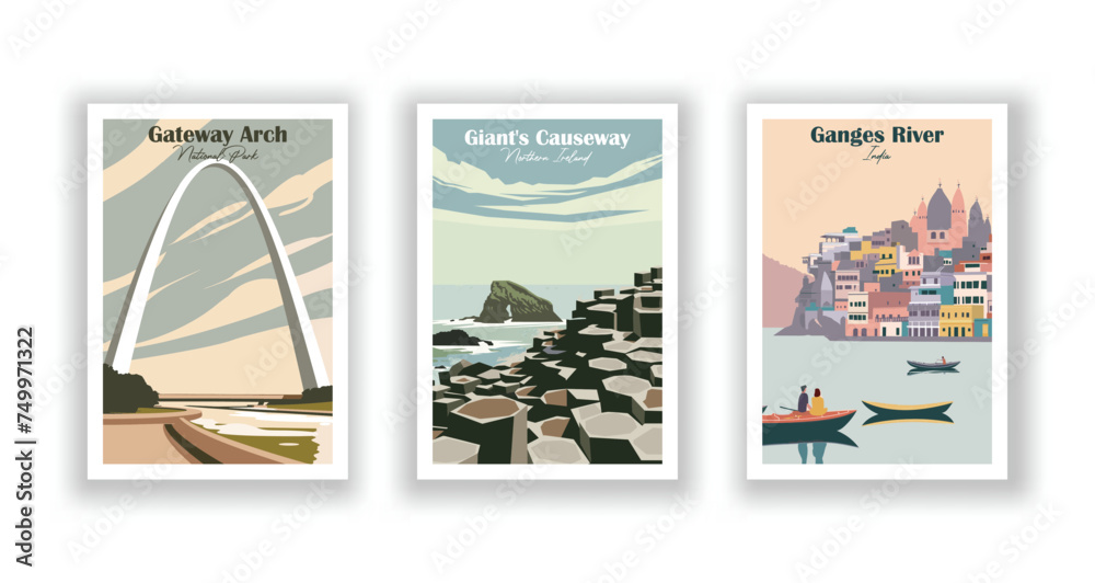 Ganges River, India. Gateway Arch, National Park. Giant's Causeway ...