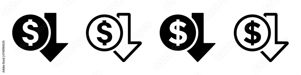 Cost reduction flat vector icon designs set Stock Vector | Adobe Stock