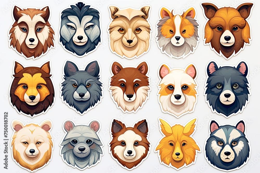 Mascot logo icon set sticker clipart illustration isolated on white ...