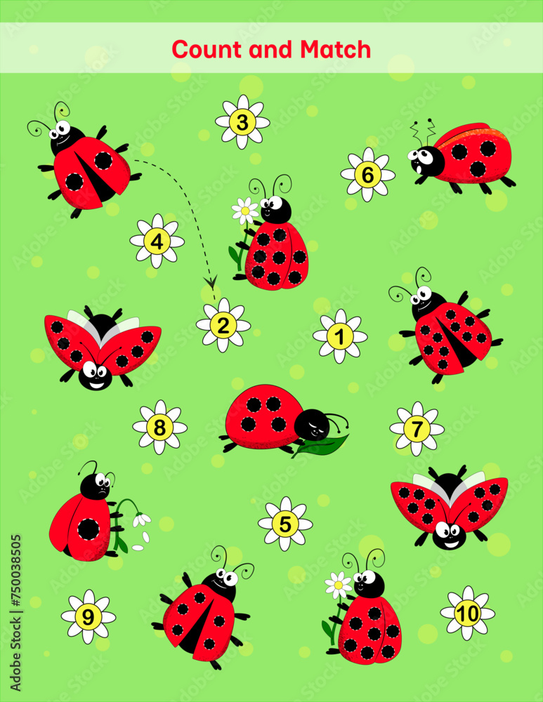 Count and match kids math activity sheet. How many counting game with ...